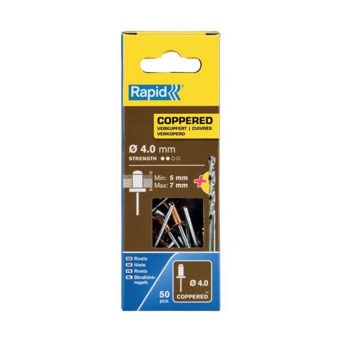 Rivets - Rapid - 5001462 - Aluminium - Cuivre - Ø 4x10 mm - 50 pcs ...