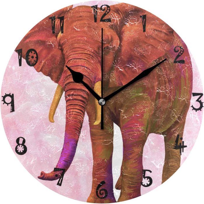 Éléphant Antique Rose Pendule Murale Décoratif Moderne Horloge De Mur ...