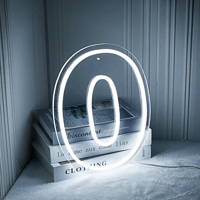 USB - Blanc - Signe néon à Led avec chiffres 0 à 9, alimenté par USB ...