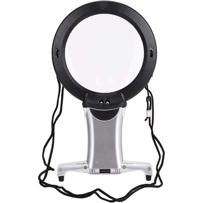 Loupe Avec Lumière,Loupe De Lecture Géante,2 En 1 Grande Loupe Mains Libres Avec 2 Lampes Led,6X ...