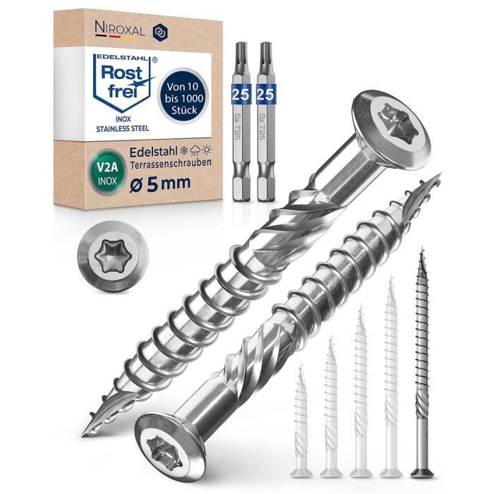 Vis De Terrasse 5X50 Acier Inoxydable V2A Vis Torx 5Mm D'Épaisseur 500 ...