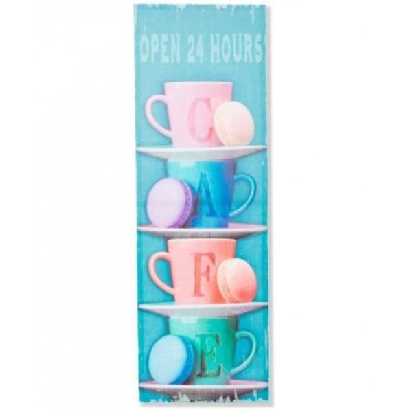 Tableau toile cadre cuisine Tasse et Macaron - bleu - vintage rétro 90 ...