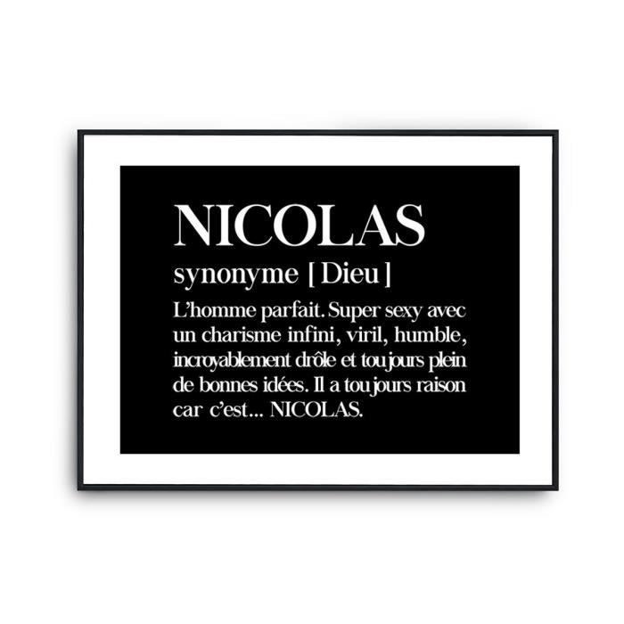 Affiche - Nicolas - Prénom définition - Humour - Papier 310 g/m² - A2 ...