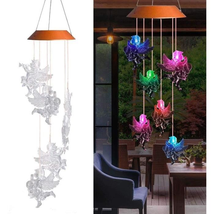Waroomss LED Carillon Solaire Couleur Changeante imperméable à leau Six ...