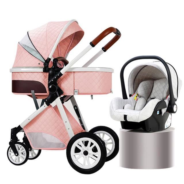 Poussette de luxe 3 en 1 pour bébé chariot de paysage haut peut s ...