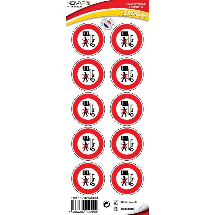 Pictogrammes adhésifs - NOVAP - Planche 10 - Ø 40mm - Interdit de ...