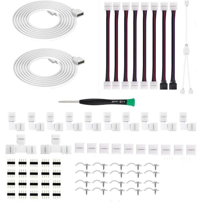 94Pcs 4Pin10Mm Led Connecteur Borne Jonction L T Type Kit Adaptateur, Y ...