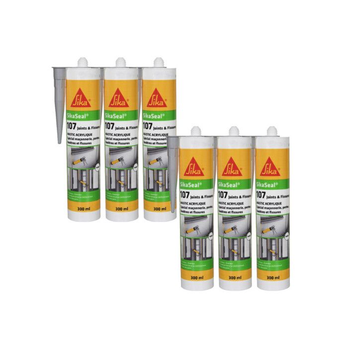Lot de 6 mastics acryliques SIKA Sikaseal 107 Joint et fissure - Gris ...