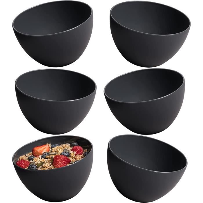 Hausfelder bol petit dejeuner noir, lot de 6, bols plastique incassable ...
