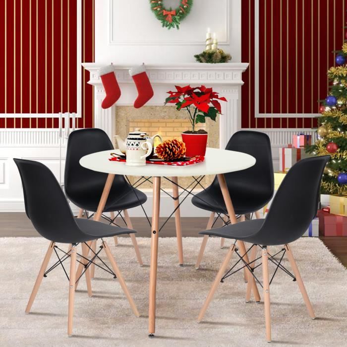 Table à manger ensemble de chaises rondes Table blanche et ensemble de ...