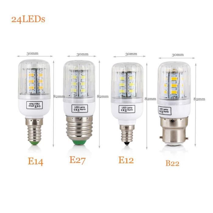 AMPOULE LED,24LEDs 7W-B22 220V-Warm White--Ampoule LED SMD 5730, E14, E27, B22, E12, 24, 30, 42 ...