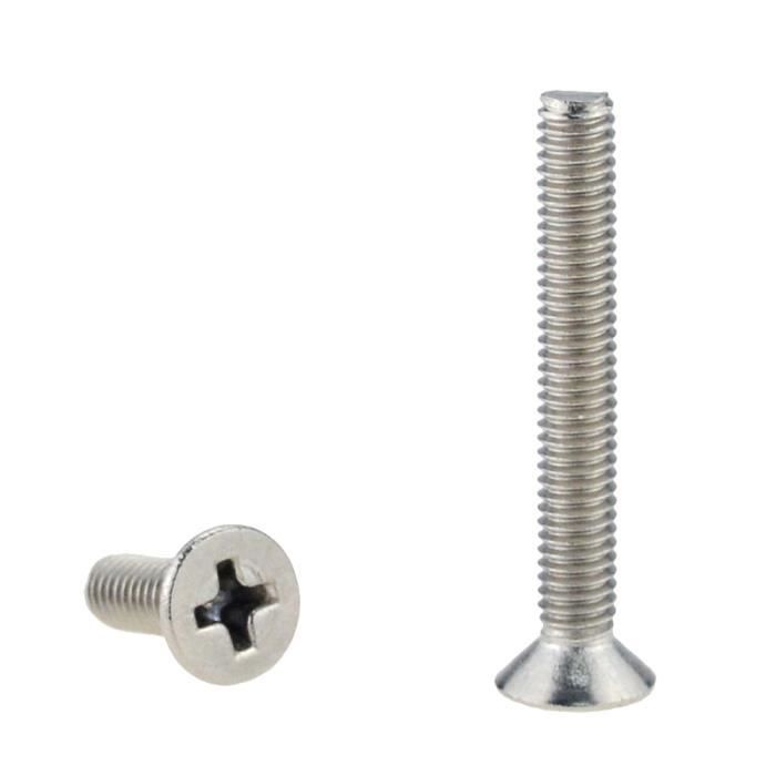 Silvery-M3-16mm -Vis Phillips à tête plate en acier inoxydable, 50 pièces, M3 * 4 5 6 8 10 12 14 ...