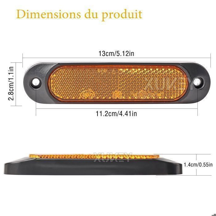 2pcs 10V-30V Jaune 27LED Réflecteur Voiture Indicateur Latéral ...