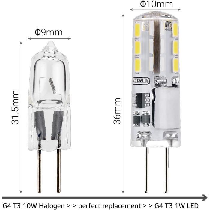 Ampoule G4 LED 12V, 1 watt (équivalent à Halogene 10W), Lampe LED Spot ...