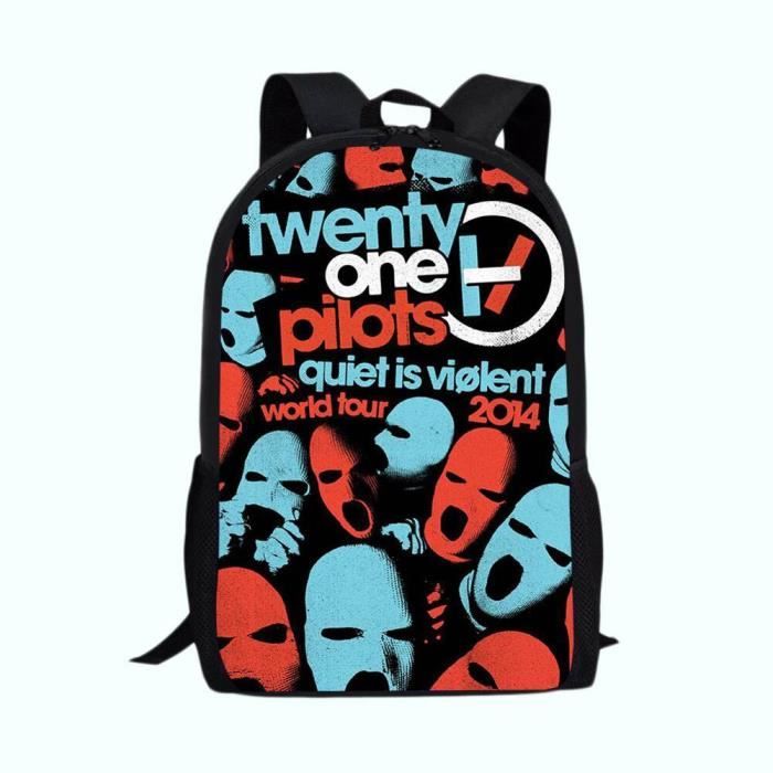 WHEREISART Twenty one pilots Print School Bags Backpacks Rucksack Black ...