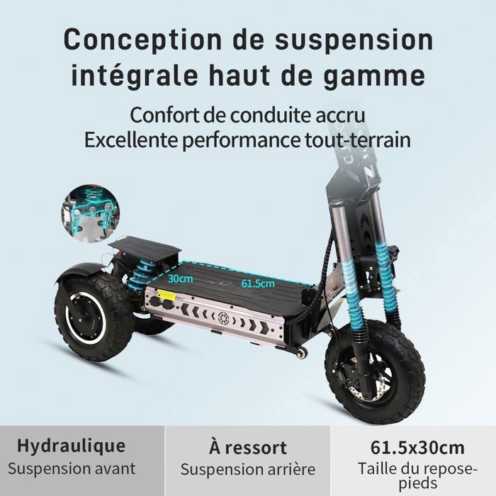 VANKEL T30 Trottinette Électrique Pliable – Moteur 3200W – Batterie 60V ...