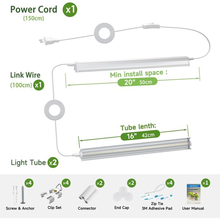 T5 Plant Lights for Indoor Plants 42cm LED Full Spectrum Plant Lights ...