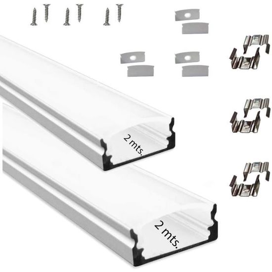 Led profilé en aluminium pour bande led avec diffuseur opaque 4mètres ...