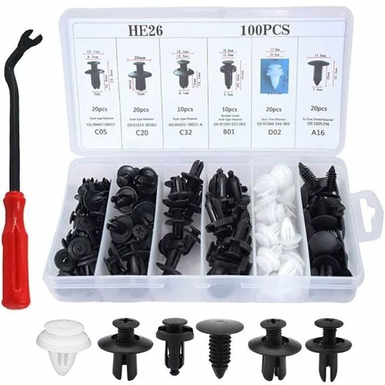 Rivet Clips Plastique 100 Pièces Clips Plastique Voiture Clips Peugeot ...