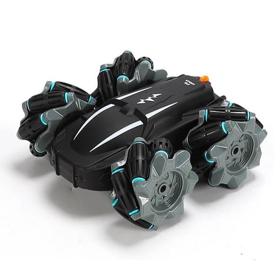 Voiture noire - Voiture RC 4WD avec télécommande rotative à 360 °, véhicule de cascade à dérive ...