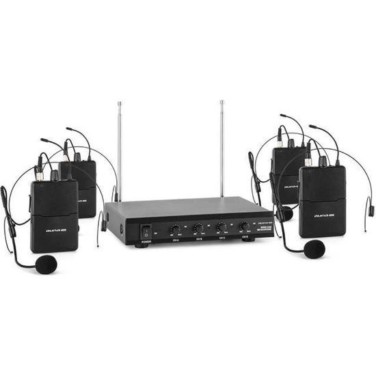 Auna Pro VHF-4-HS Set micro sans fil système 4 canaux VHF 4x micro ...