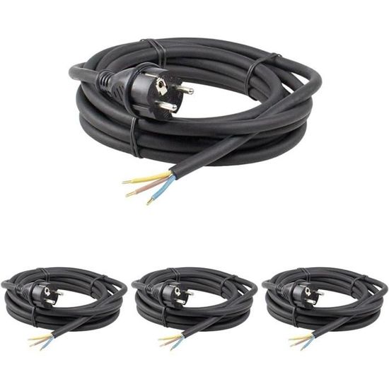 Schwabe Cordon d'alimentation en Caoutchouc 3 m -Fiche 2PT+T Câble d'alimentation avec Embouts ...