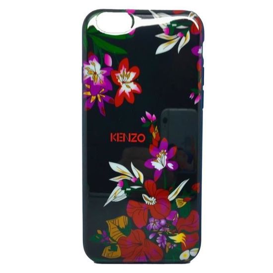 Coque iPhone 5 5s Kenzo Noir a Motif Fleurs en Silicone Finition ...