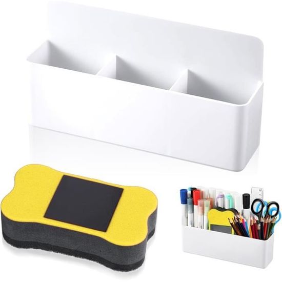 Porte-Stylos Magnétique À 3 Compartiments Avec Éponge Pour Tableau ...