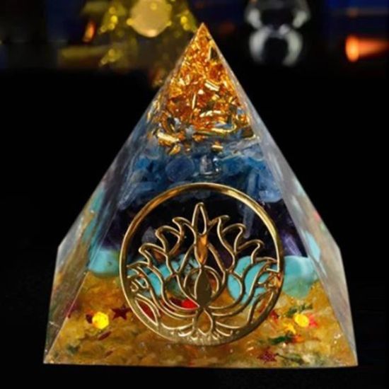 OBJET DECORATIF,09--Sculpture pyramide'énergie en Orgonite, cristaux de ...