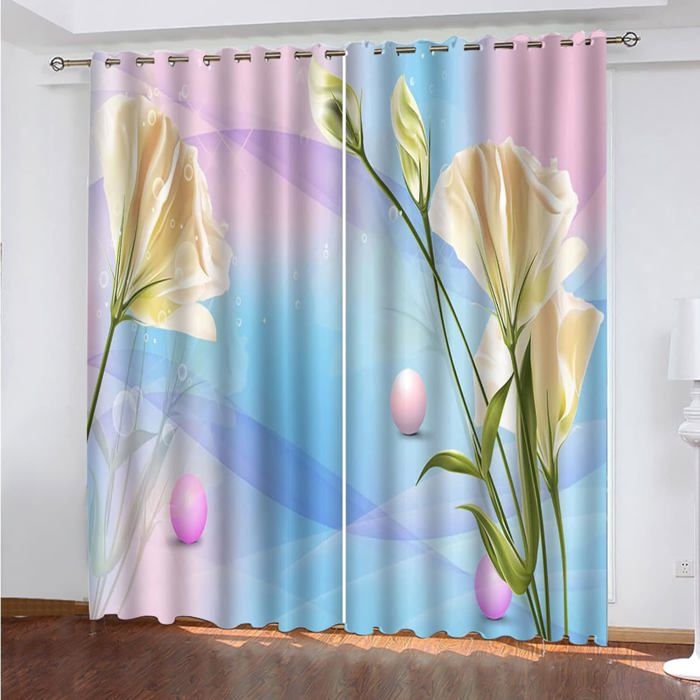 Rideau Occultant Thermiques Phonique L 234 X H 230 Cm 3D Art De Fleurs ...