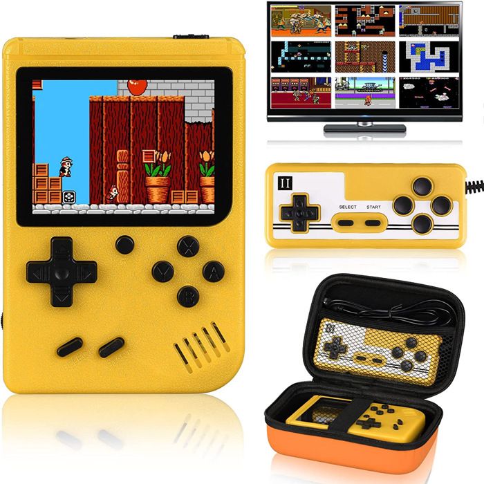 Mini console de jeu rétro nostalgique Double 500 en 1 jaune + boîte de ...