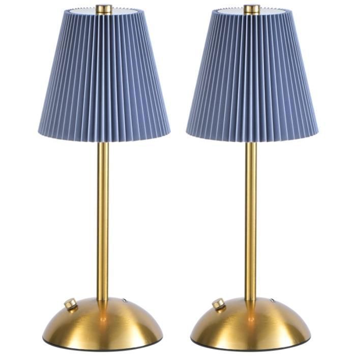 2 lampes LED sans fil (Bleu), design tactile minimaliste. Rechargeable ...
