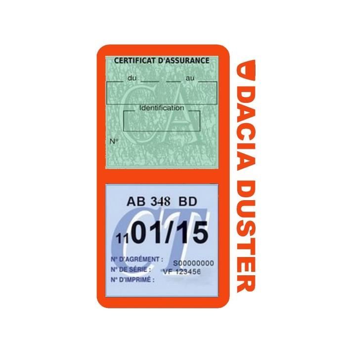 DUSTER VD3 ORANGE POCHETTE ETUI VIGNETTE ASSURANCE VOITURE ET CONTROLE ...