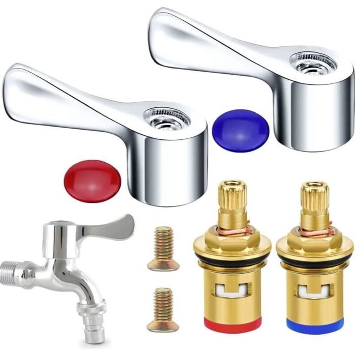 Lot De 2 Valves De Robinet Quart De Tour Avec Têtes À Levier En Métal ...
