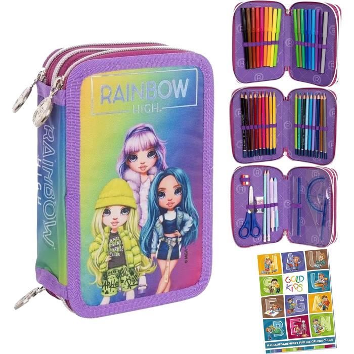 Rainbow High Silver Trousse À Crayons 3 Compartiments Avec 46 Pièces ...