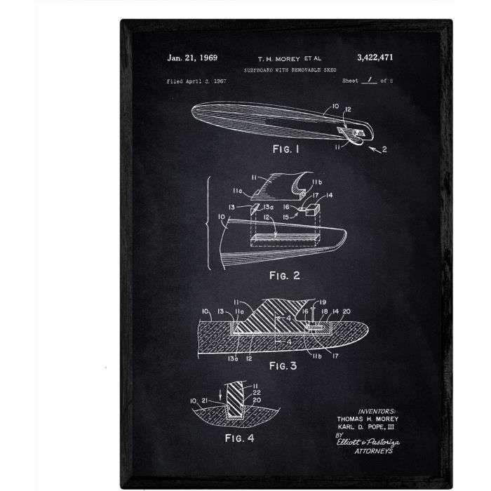 Quille Brevetée Poster Surf. Fiche Avec L'Ancien Format A3 De Brevet De ...