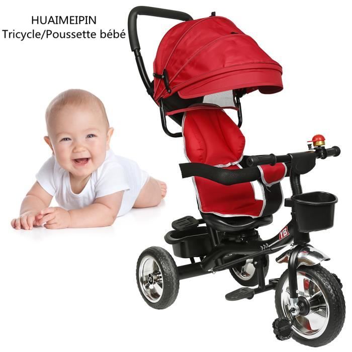 CHARIOT BÉBÉ!!! Tricycle/Poussette bébé enfant 4 en 1 - Rouge gros avec ...
