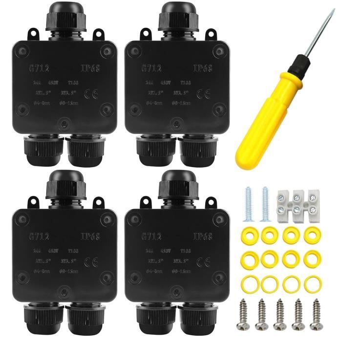 Lot De 4 Boîtes De Jonction Ip68: Boîte De Jonction Étanche, Boîte De ...