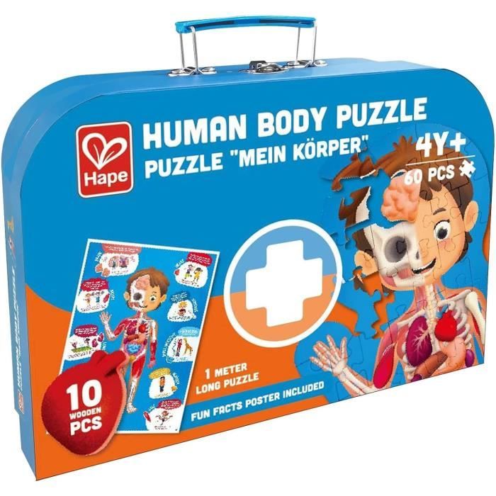 Puzzle Enfant 4 Ans Corps Humain 60 Pièces En Bois, 1 M De Long ...