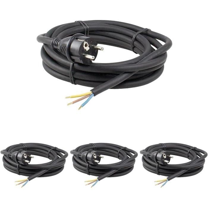 Schwabe Cordon d'alimentation en Caoutchouc 3 m -Fiche 2PT+T Câble d'alimentation avec Embouts ...