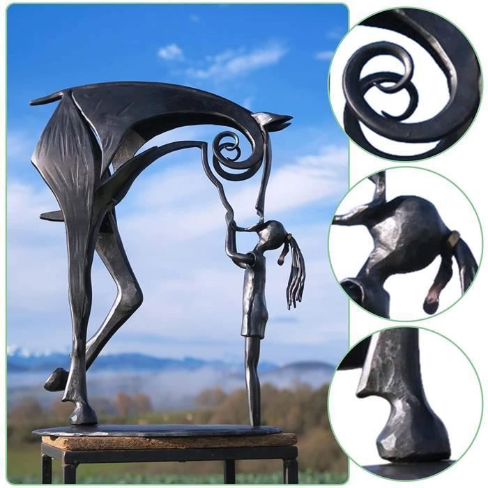 Sculpture Cheval, 20 cm Kiss Horse Sculpture en Métal,Statues de Jardin ...