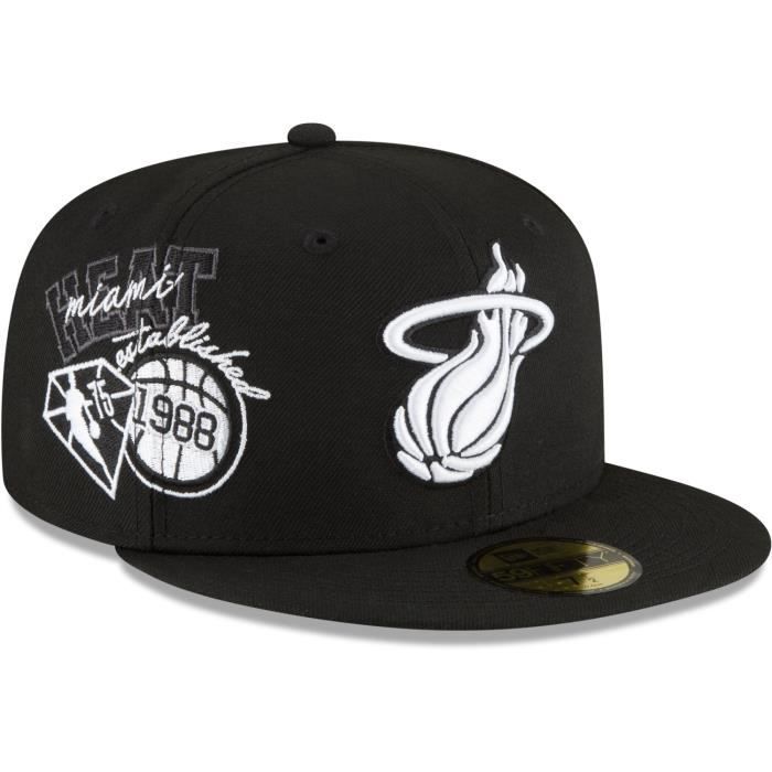 New Era 59Fifty Fitted Cap - NBA BACK HALF Black Edition Miami heat ...