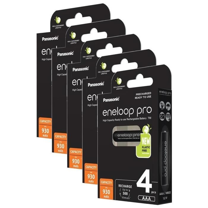 Lot de 5 Eneloops Pro Pack 4 Piles Rechargeables Micro 930mAh AAA Ni-MH ...