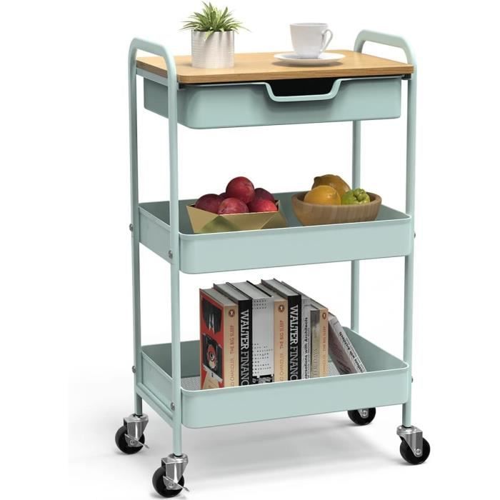 Chariot De Cuisine À 3 Niveaux Avec Table Et Tiroir, Utilité En Métal ...