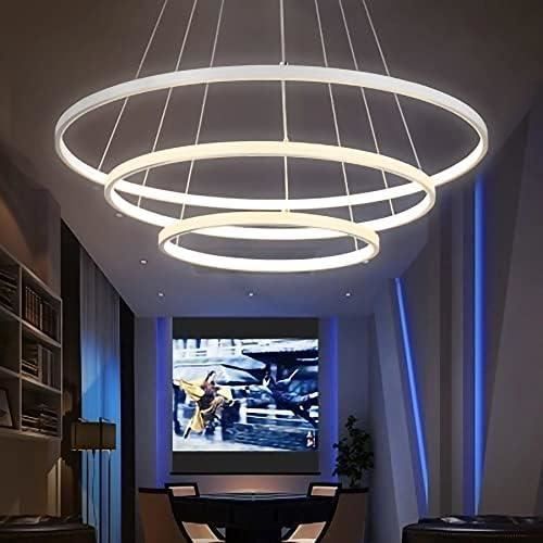 Led Lustre Salon Plafonnier Créatif Rond 3 Cercle Lustre, Dimmable Avec ...