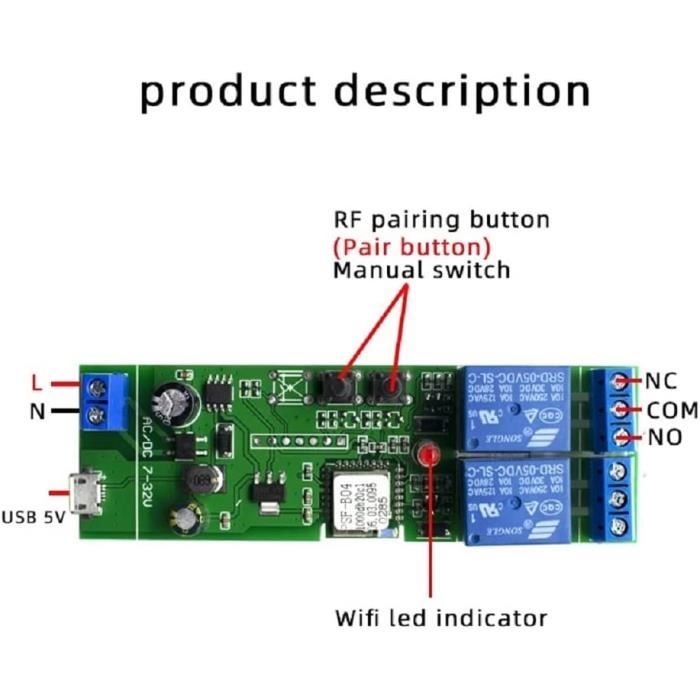 Relais Wifi Rf Sans Fil 2 Canaux Avec Verrouillage Automatique En Mode ...