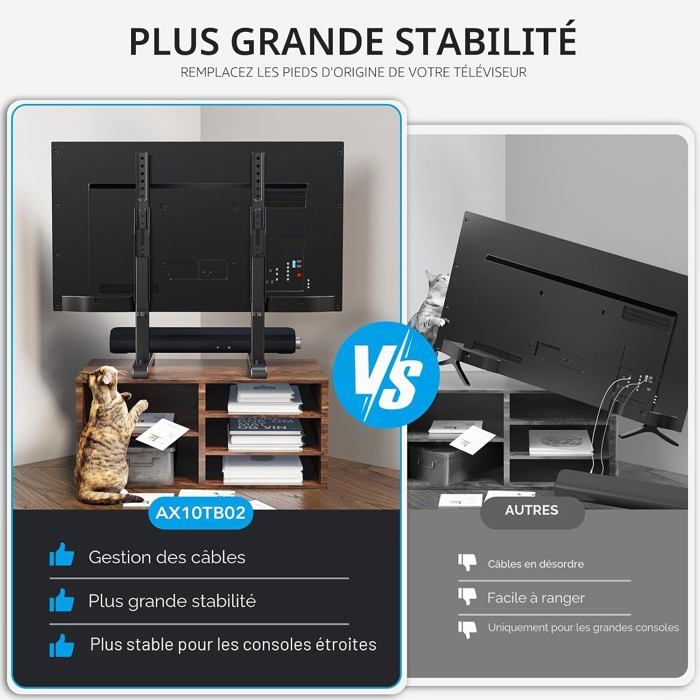 Pied TV Universel Support TV Piédestal de 32-70 Pouces sur Table avec ...