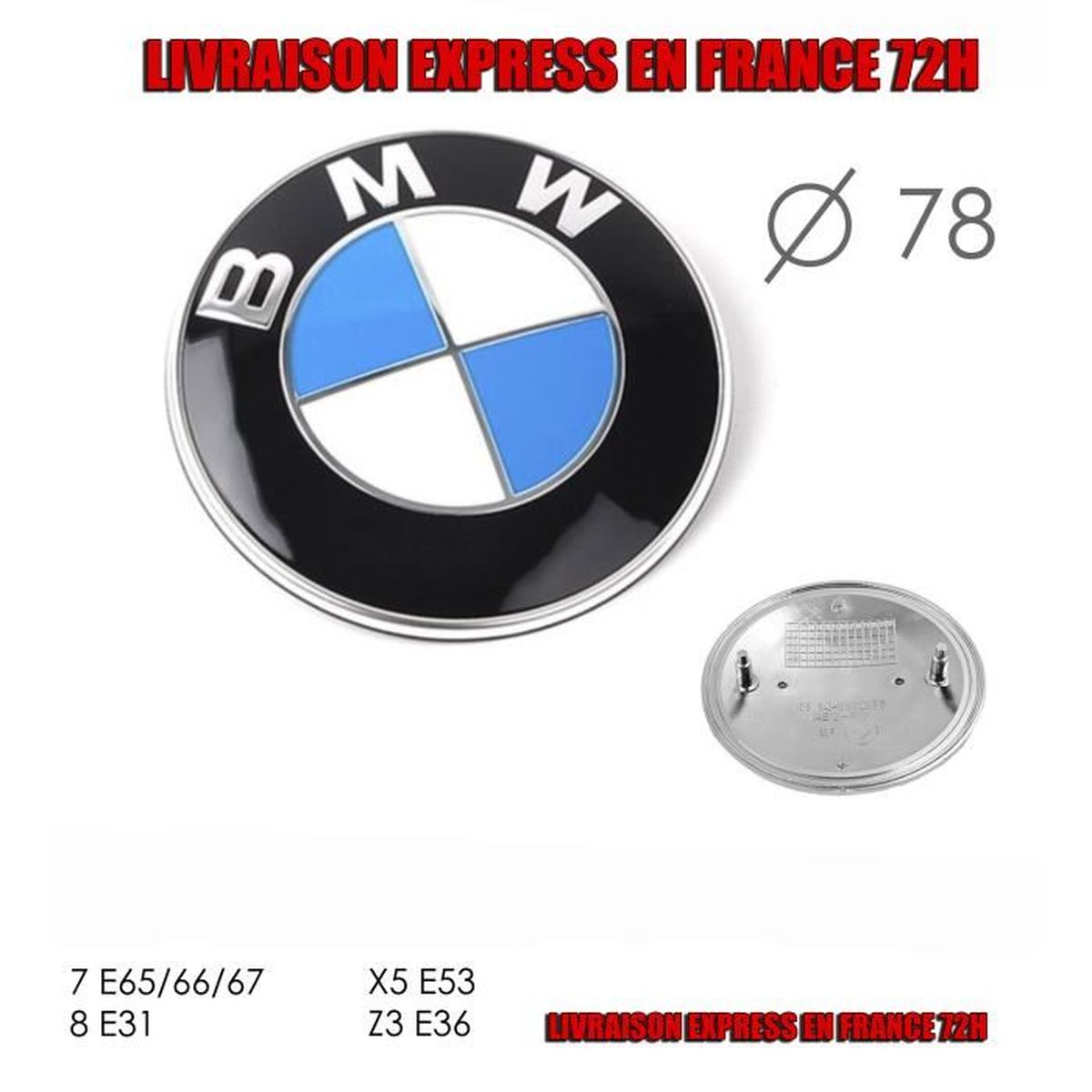 BMW - Logo de capot / coffre 78mm emblème / insigne / badge GDM NEW ...