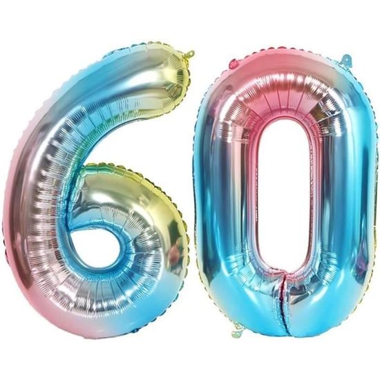 32" Ballon Chiffre 60 Bleu, 60 Jahre Ballon Age Gonflable Anniversaire ...