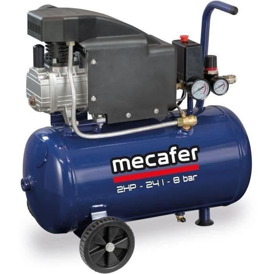 Compresseur - MECAFER - 425793 - Bleu - 24 L - 2HP - 8 bar - Cdiscount Bricolage